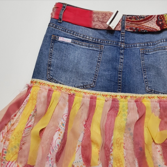 Crest | Skirts | Crest Jeans Half Demin Half Sheer Fringe Skirt Summer ...